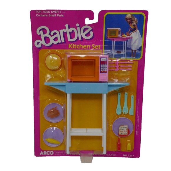 Mattel | Toys | Mattel Arco Toys 988 Barbie Kitchen Set Microwave 7347 ...